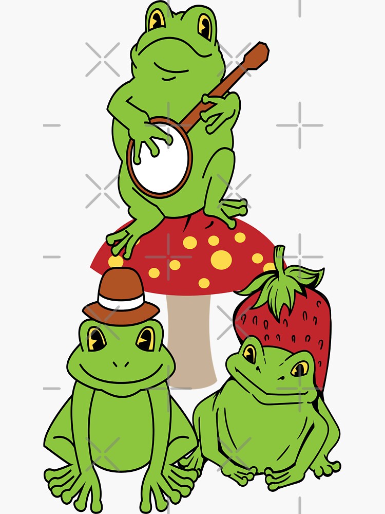 Pegatina «Cute Frogs - Cottage core Frogs tocando el banjo» de ...