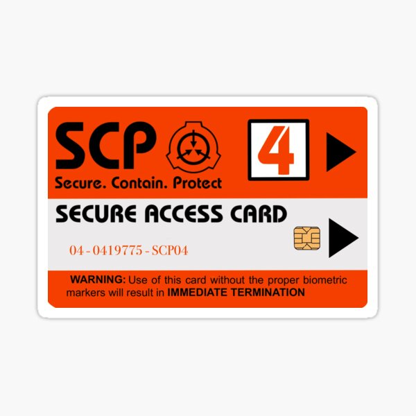 "SCP Secure Access Card Level 4" Sticker for Sale by deadtxt | Redbubble