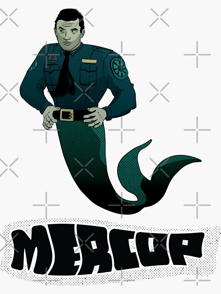 "Mercop the Mermaid Cop, Police Officer of the Seas" Sticker for Sale ...