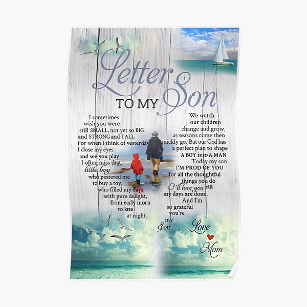 "Letter To My Son Heart, Mom And Son Quote" Poster by LounaDona | Redbubble