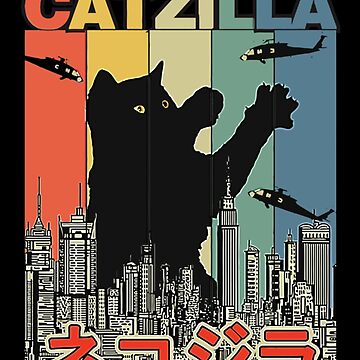 "Catzilla Japanese Funny Retro Catzilla" Essential T-Shirt for Sale by ...