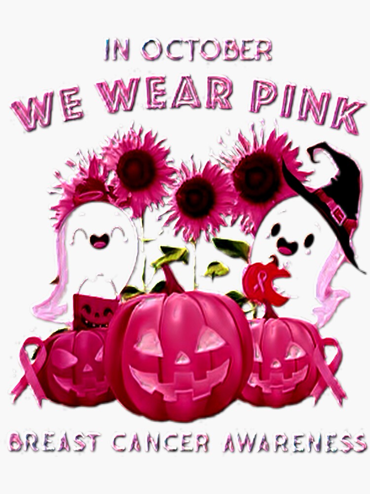 "Ghost Pumpkin In October We Wear Pink Breast Cancer Awareness ...