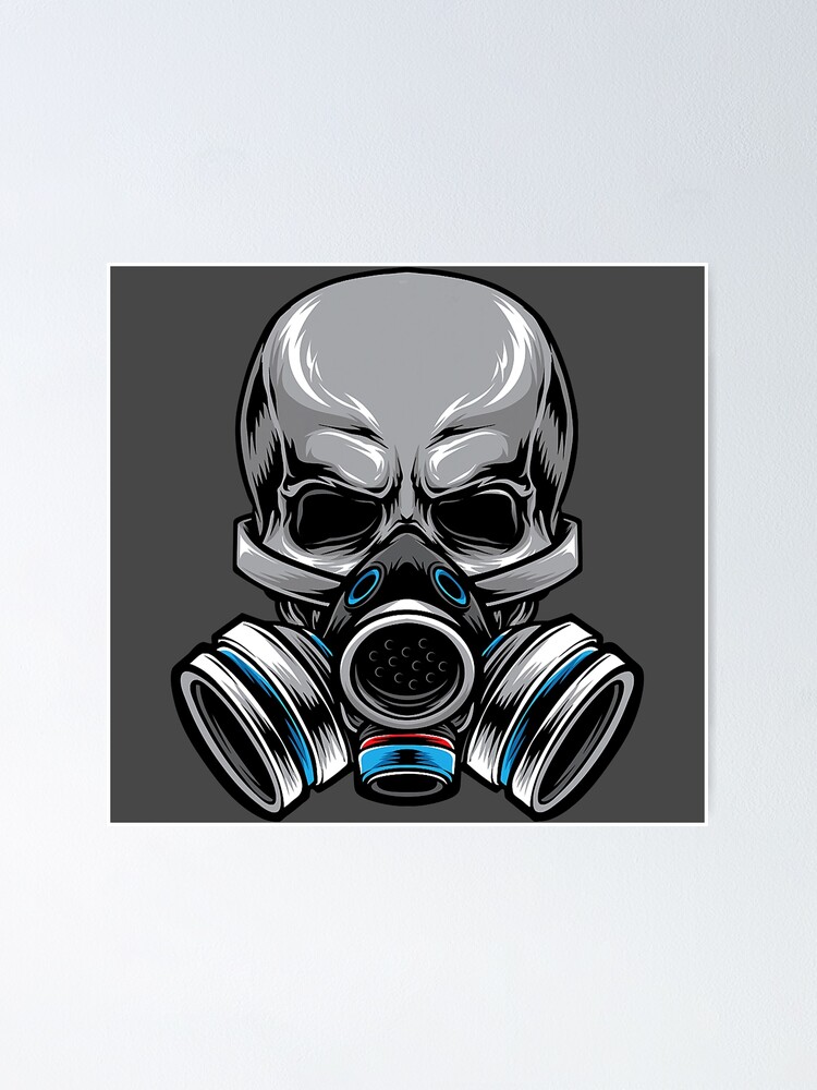 "Skeleton Skull Gas Face Mask Adult Halloween Costume" Poster for Sale ...