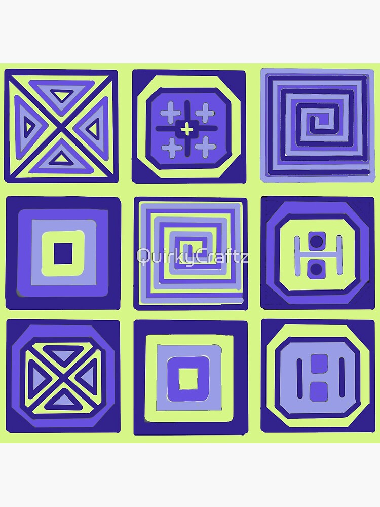 "Aztec squares purple and lime" Sticker for Sale by QuirkyCraftz ...