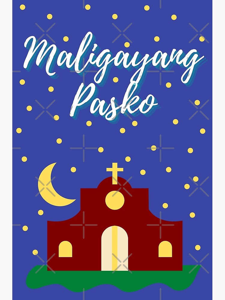 Póster «Feliz Navidad Maligayang Pasko con Iglesia - Navidad filipina ...