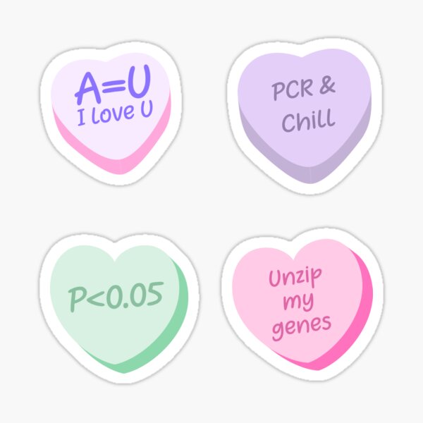 "Lovely Laboratory Hearts PCR and Chill Unzip my genes Sticker pack ...