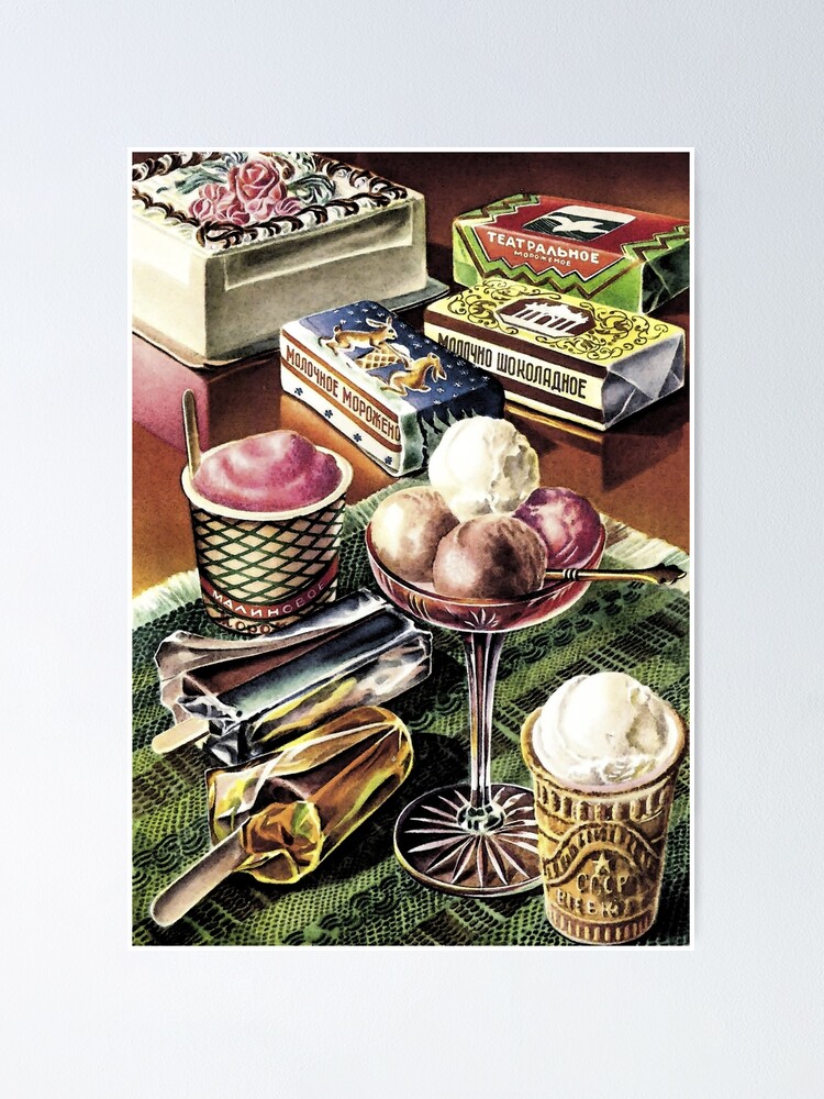 "Vintage Soviet Ice Cream Poster" Poster for Sale by Orca-Posters ...