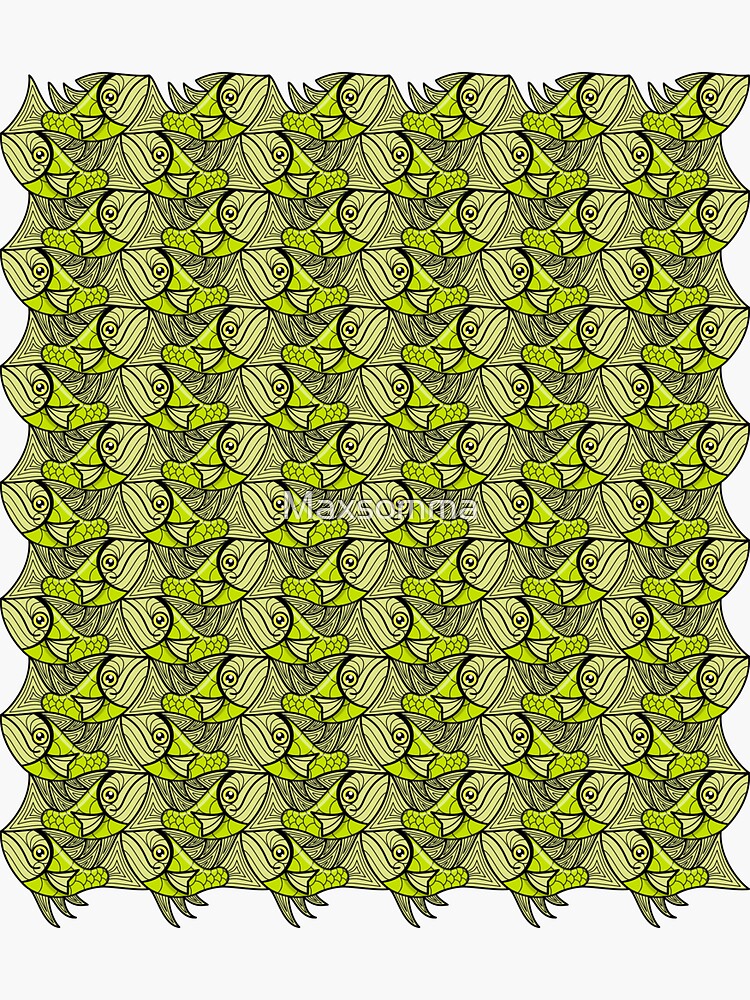 "Escher Fish Pattern XI" Sticker for Sale by Maxsomma | Redbubble