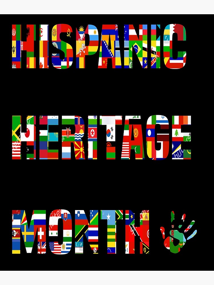 Lámina fotográfica «Mes de la herencia hispana manos banderas de países ...