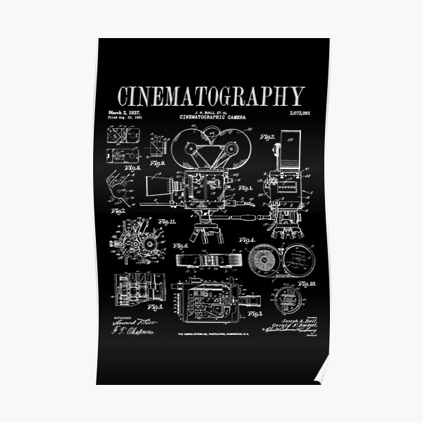 "Cinematography Movie Film Camera Vintage Patent Print" Poster for Sale ...