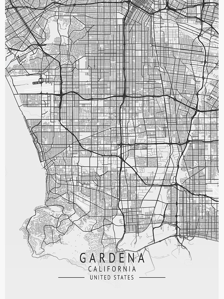 "Gardena - California - US Gray City Map" Poster by ctmapprint | Redbubble
