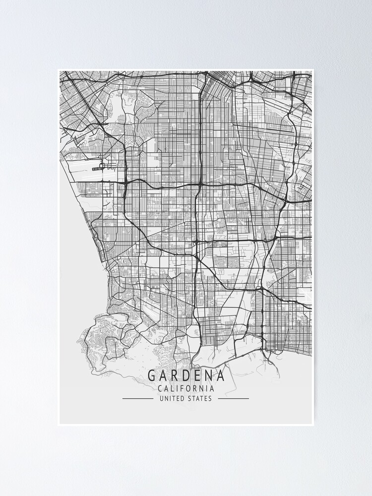 "Gardena - California - US Gray City Map" Poster by ctmapprint | Redbubble