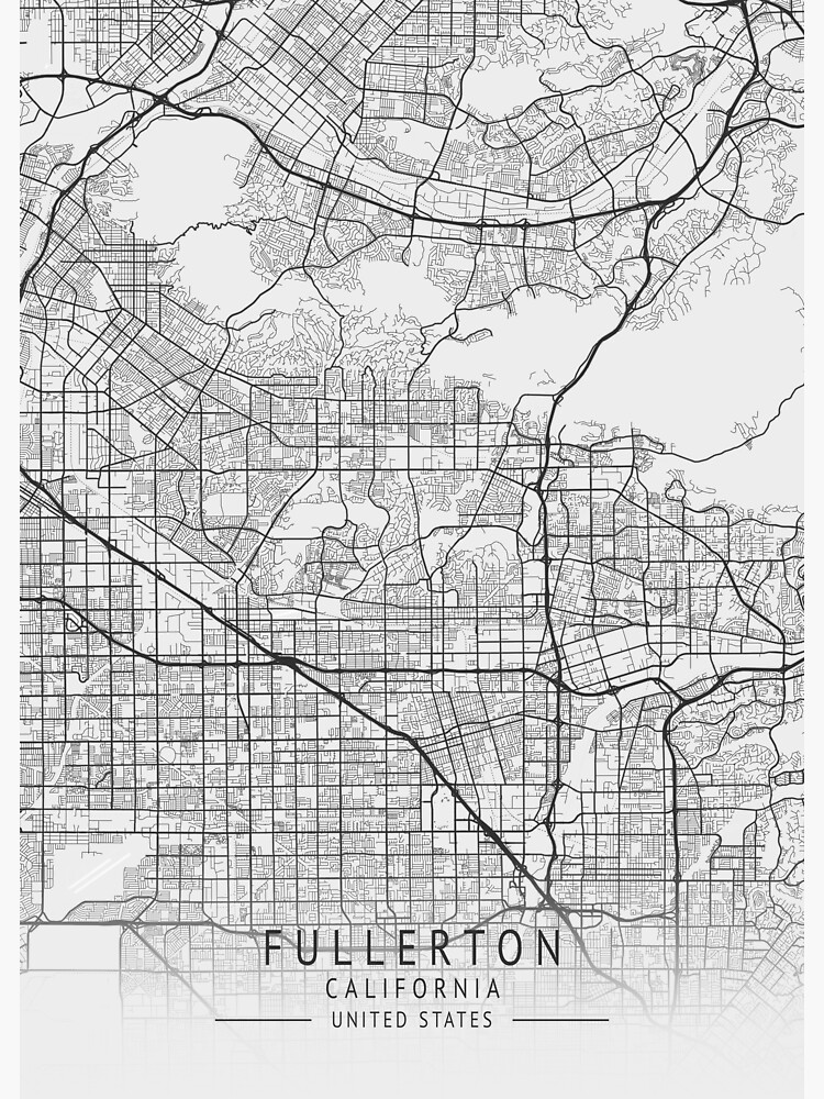 "Fullerton - California - US Gray City Map" Sticker for Sale by ...