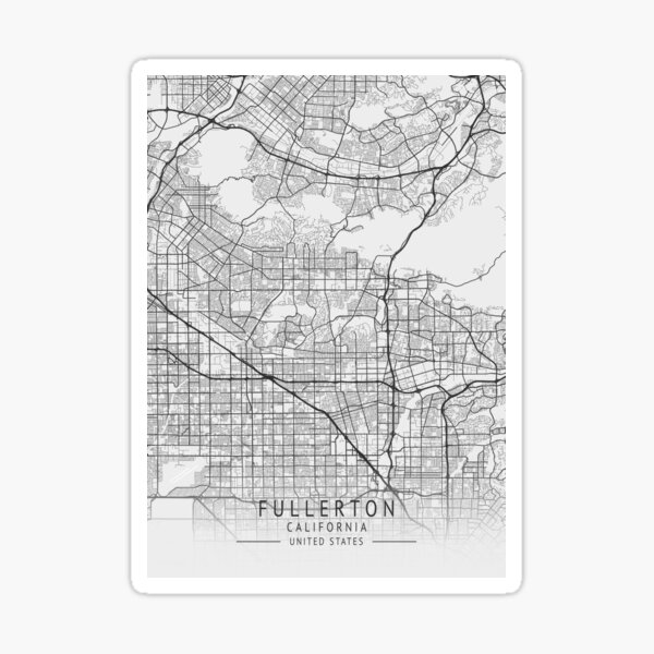 "Fullerton - California - US Gray City Map" Sticker for Sale by ...