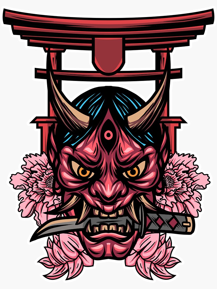 "Japanese oni" Sticker for Sale by LMTA | Redbubble