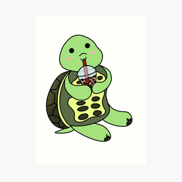 "Turtle Sipping Boba, Turtle Drink Boba" Art Print for Sale by Yaseee ...