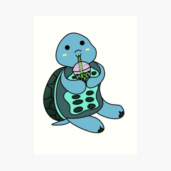 "Turtle Sipping Boba, Turtle Drink Boba, Turtle Drinking Boba" Art ...