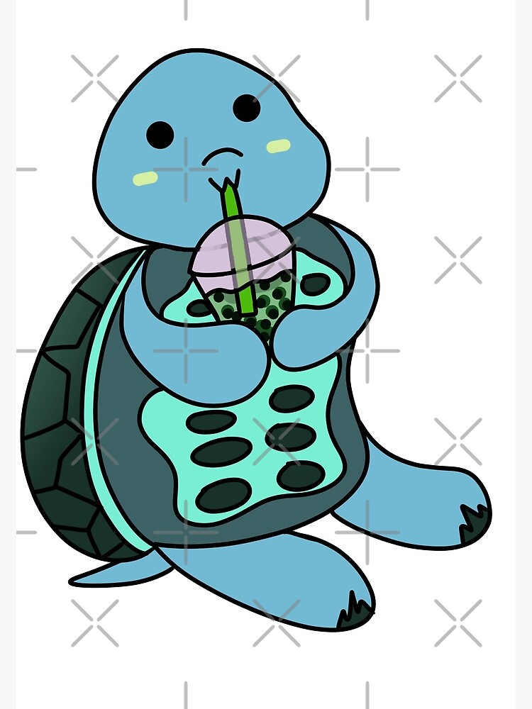"Turtle Sipping Boba, Turtle Drink Boba, Turtle Drinking Boba" Art ...