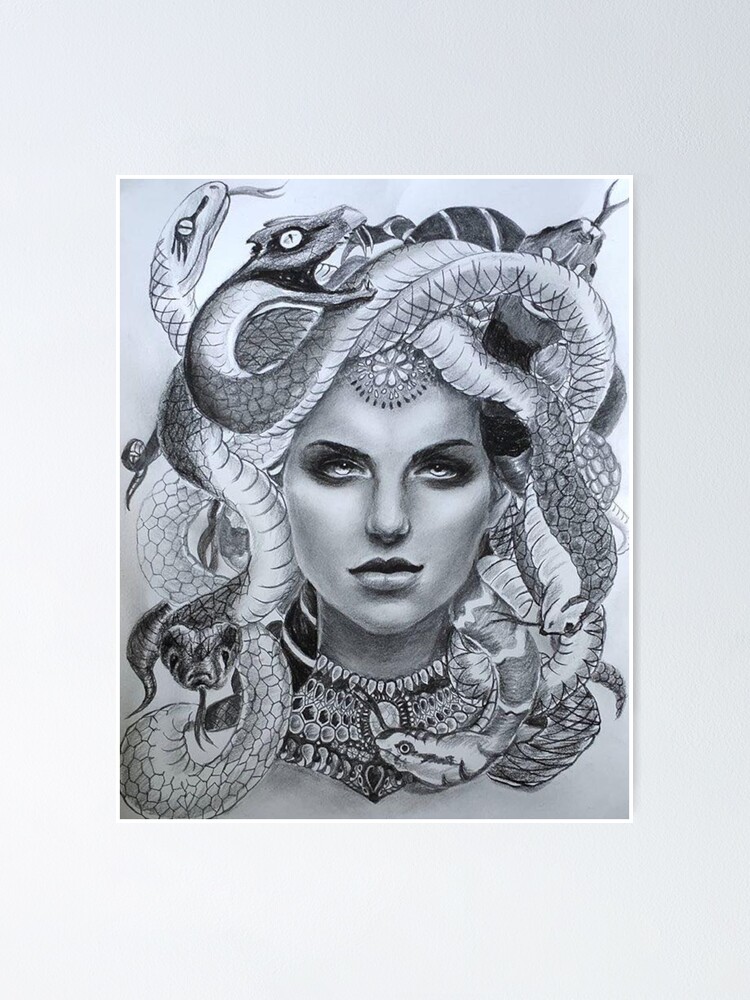 "Snake Girl Pencil Drawing Art" Poster by XVDell | Redbubble