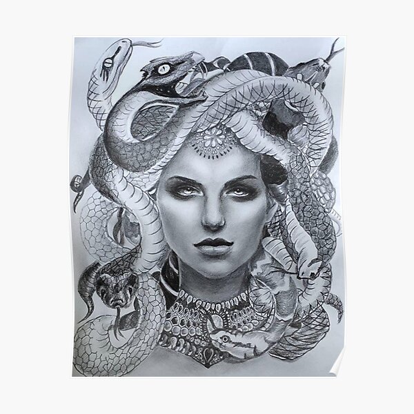 "Snake Girl Pencil Drawing Art" Poster by XVDell | Redbubble