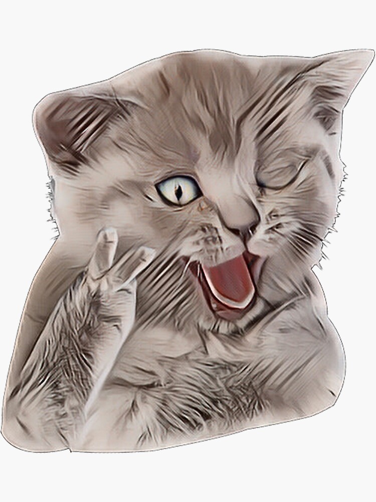 "Cat doing peace sign" Sticker for Sale by matheushiroch | Redbubble