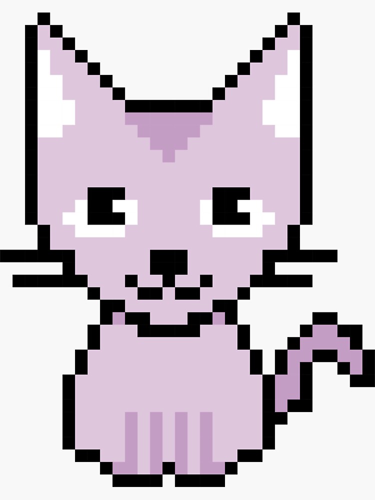 "Pink pixel cat" Sticker for Sale by Pixel-X | Redbubble