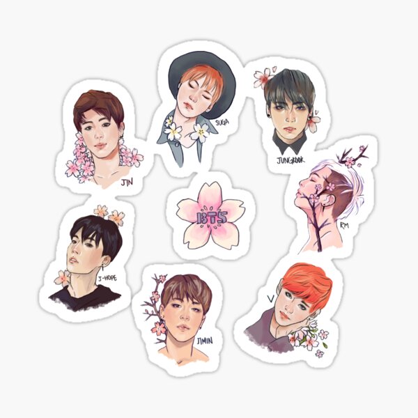 "BTS cartoon" Sticker for Sale by MarziaArt | Redbubble