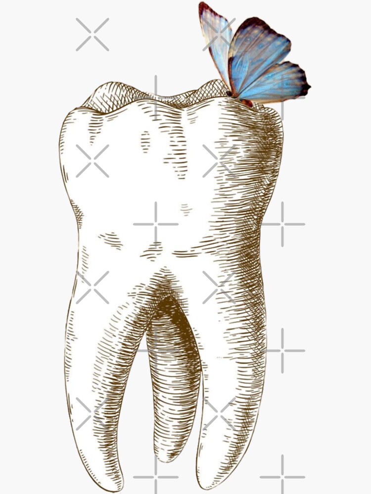 "Tooth with butterfly - Dental" Sticker for Sale by guaka-molly | Redbubble