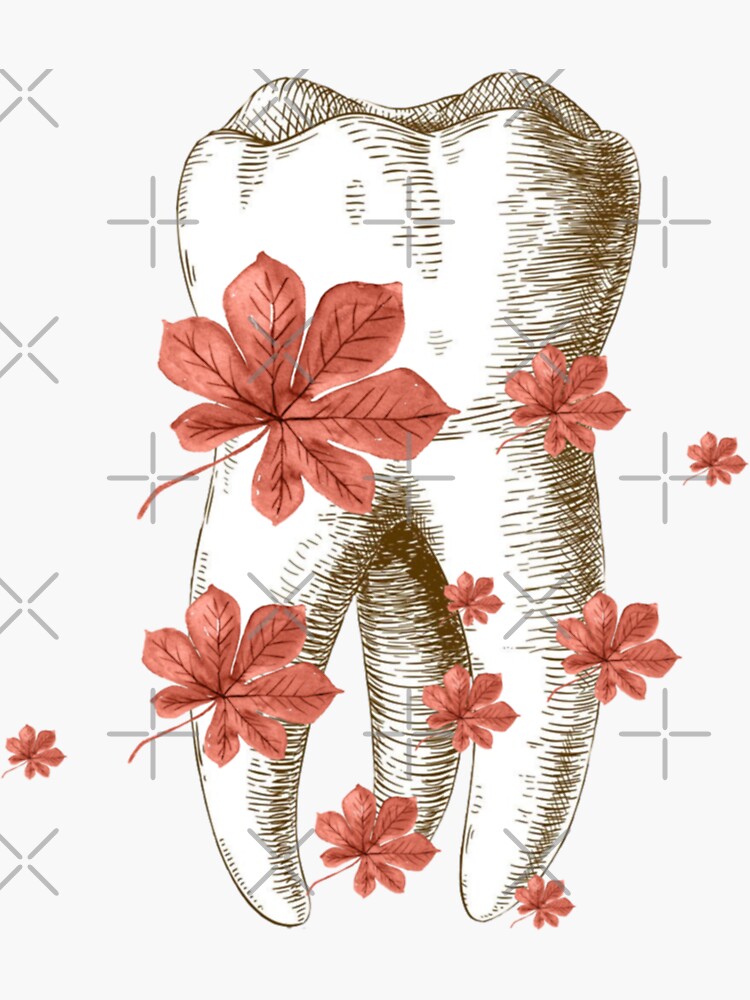 "Tooth with autumn leaves - Dental" Sticker for Sale by guaka-molly ...