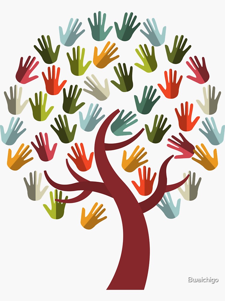 "Tree of Hands Pattern" Sticker for Sale by Bwaichigo | Redbubble