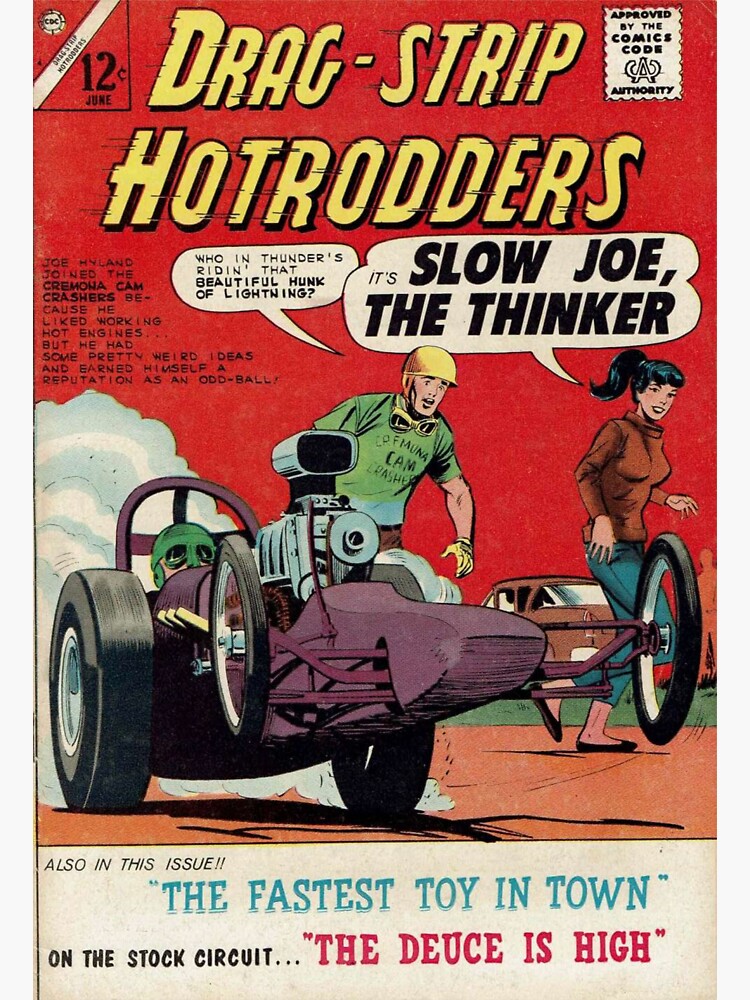 "Retro Vintage Racing Cars Comic Book Cover Artwork." Sticker for Sale ...