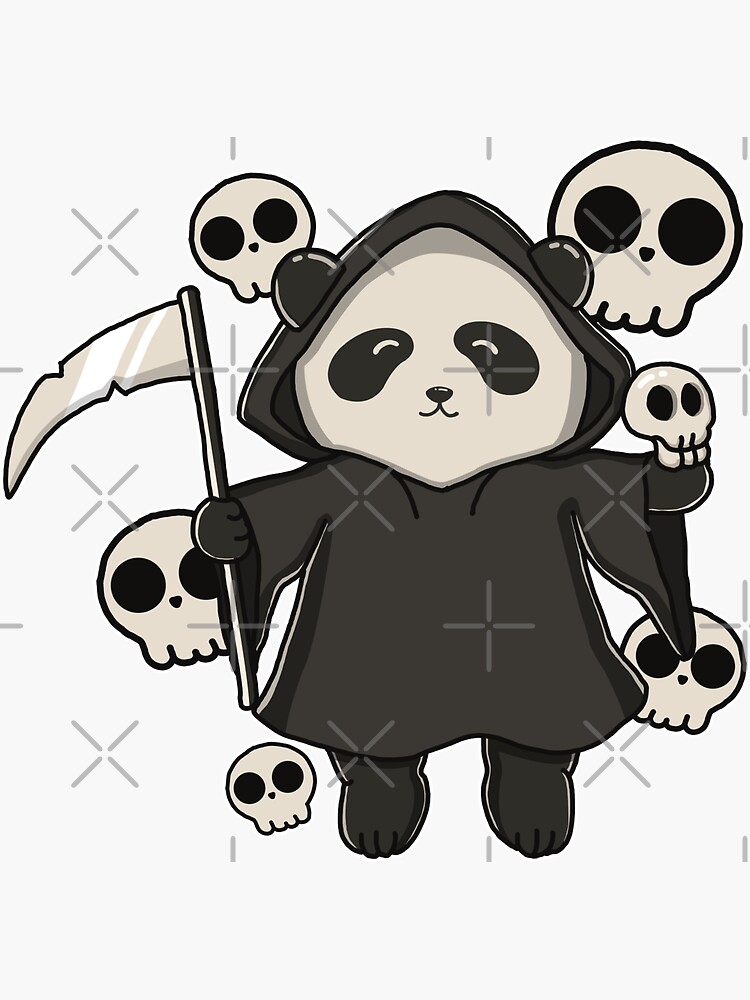 "Cute Panda In Grim Reaper Costume" Sticker for Sale by Sthyouneed ...