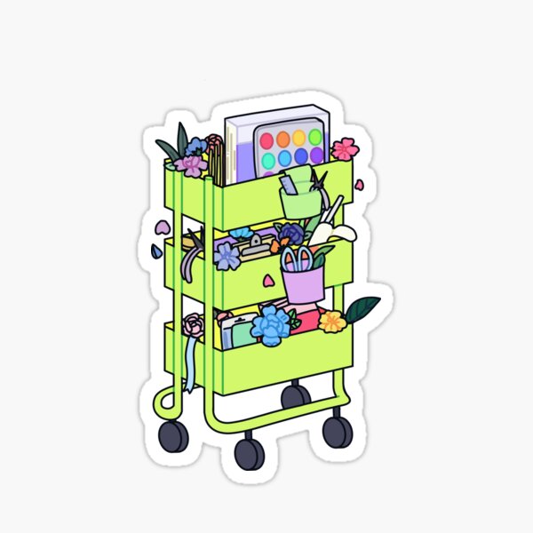 "Green Craft Cart" Sticker for Sale by mintiiluna | Redbubble