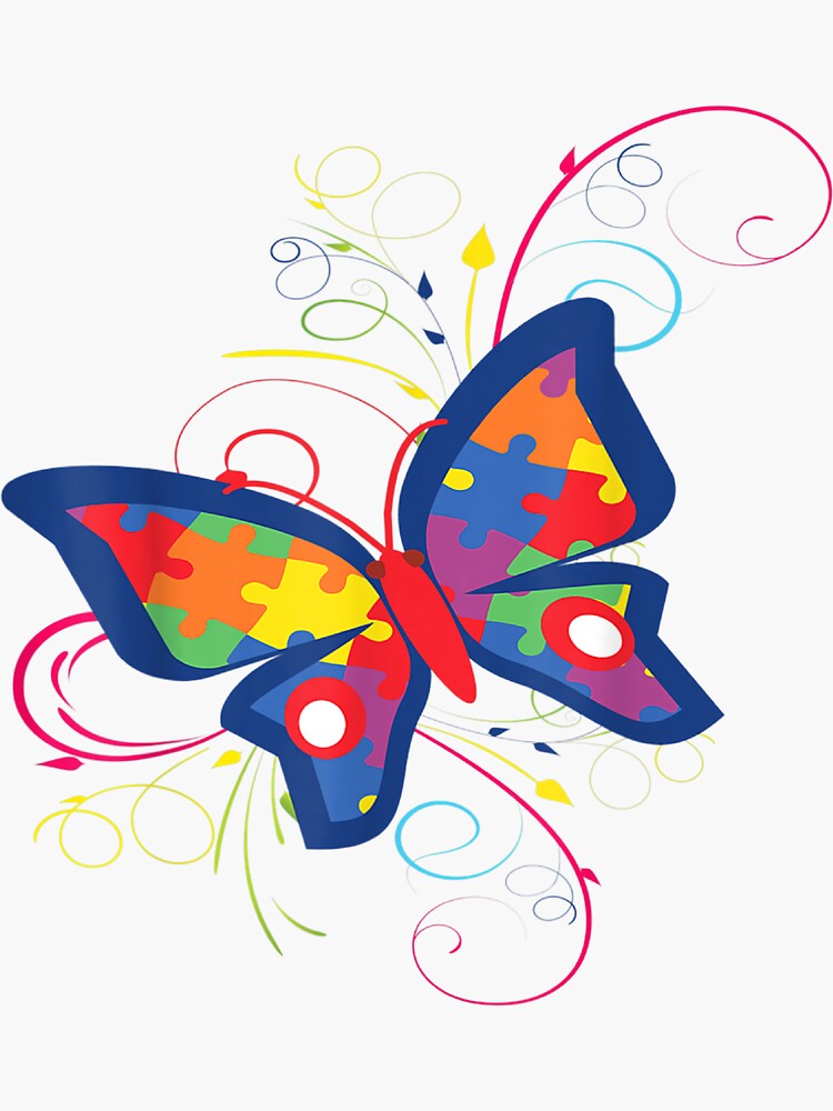 "MGs Autism Designs Awareness Butterfly" Sticker for Sale by ...
