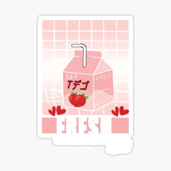 "Kawaii Fresh Anime Japanese Strawberry Milk " Sticker for Sale by ...