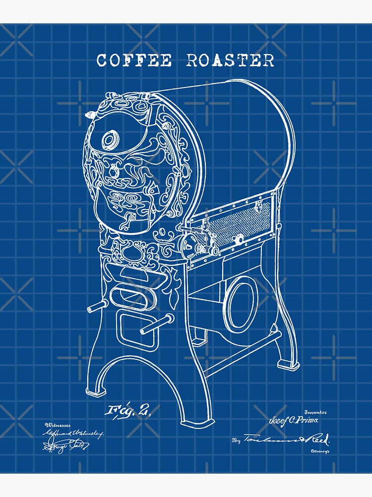 "Coffee Roaster Technical Drawing Patent Blueprint" Sticker for Sale by ...