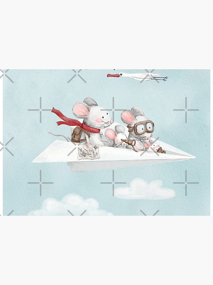 "Cute watercolor mice are flying in paper plane." Mask for Sale by Anya ...