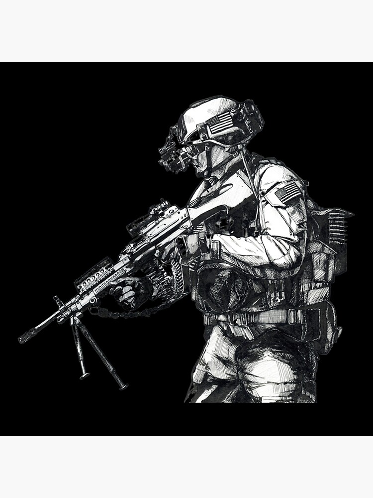 "Ranger Night Vision Hand Drawing Army Soldier USA" Photographic Print ...