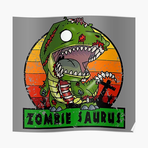 "Zombie Saurus Zombiesaurus Dinosaur Halloween Costume Boys" Poster for ...