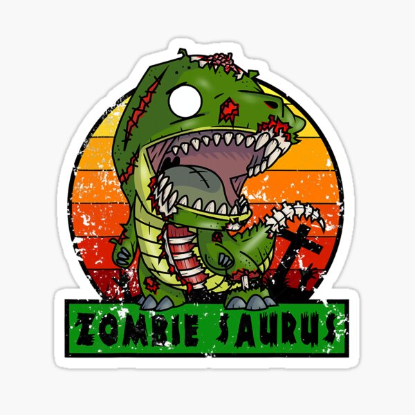 "Zombie Saurus Zombiesaurus Dinosaur Halloween Costume Boys" Sticker ...