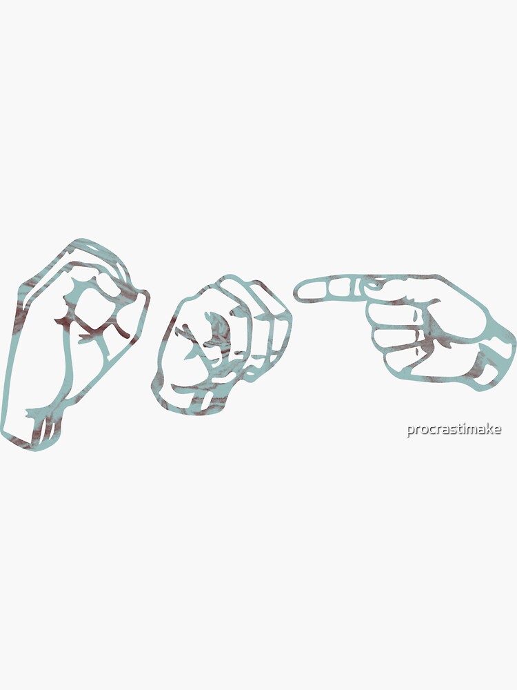 ""OMG" ASL blue and grey marble" Sticker for Sale by procrastimake ...