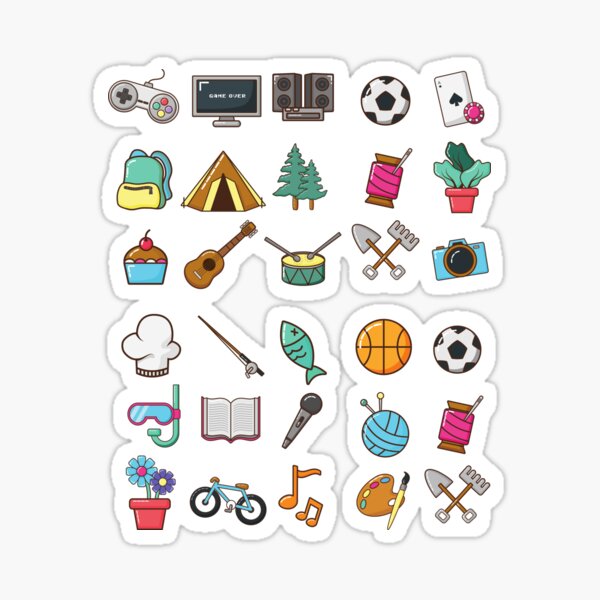 "Hobbies Sticker Pack" Sticker for Sale by infazbdeen | Redbubble