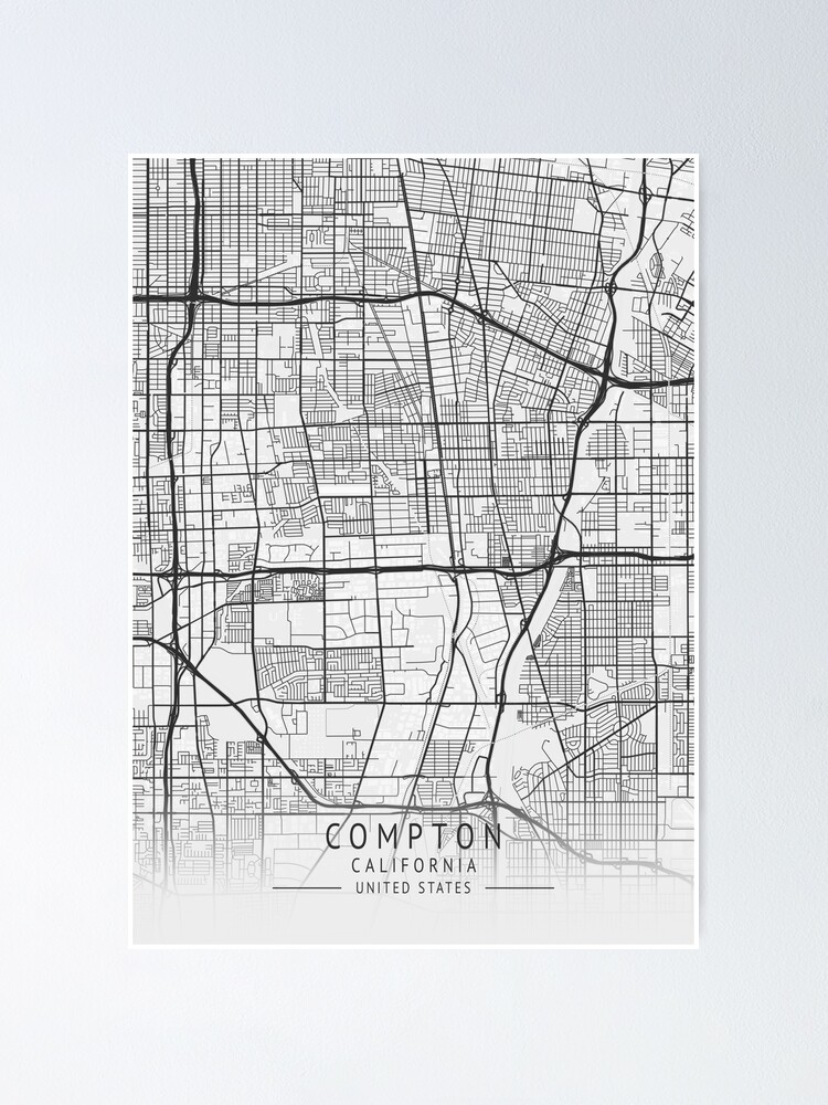 "Compton - California - US Gray City Map" Poster for Sale by ctmapprint ...
