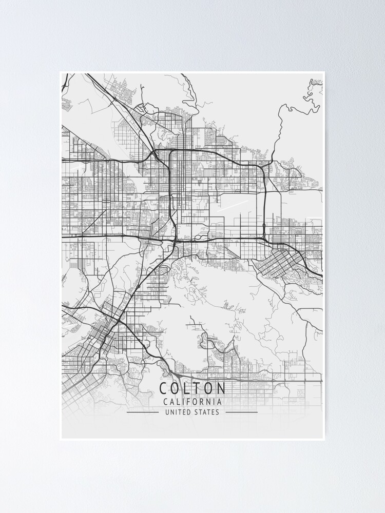 "Colton - California - US Gray City Map" Poster by ctmapprint | Redbubble