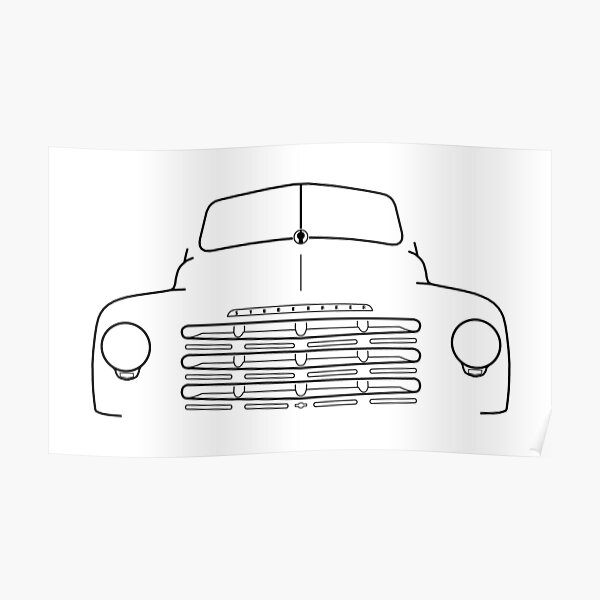 "Studebaker 2R5 classic 1950s pickup truck black outline graphic ...