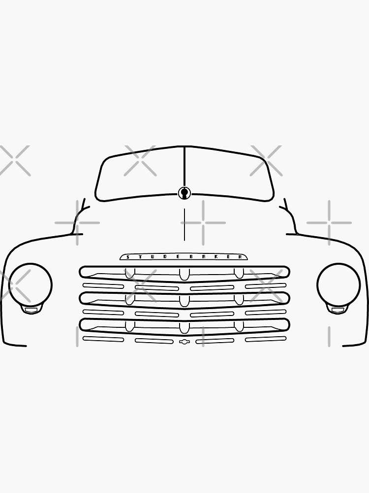 "Studebaker 2R5 classic 1950s pickup truck black outline graphic ...