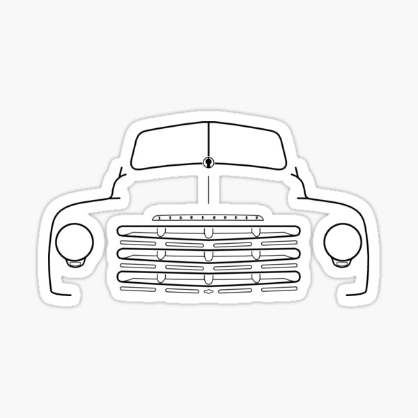 "Studebaker 2R5 classic 1950s pickup truck black outline graphic ...