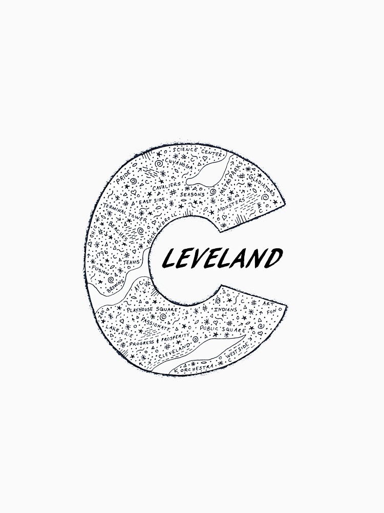 "Cleveland Word Art Clear" T-shirt for Sale by karriezenz | Redbubble ...