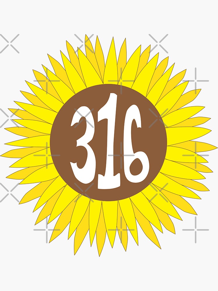 "Hand Drawn Kansas Sunflower 316 Area Code" Sticker for Sale by ...