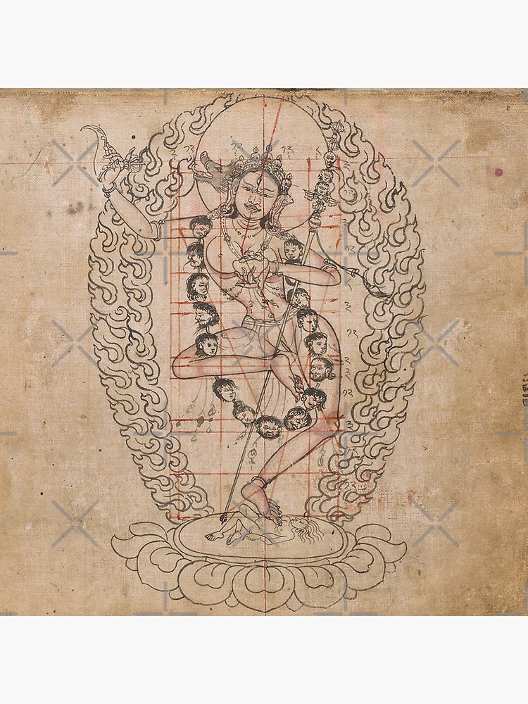 "Eine zornige Gottheit, die eine Mundamala trägt, eine Halskette aus ...